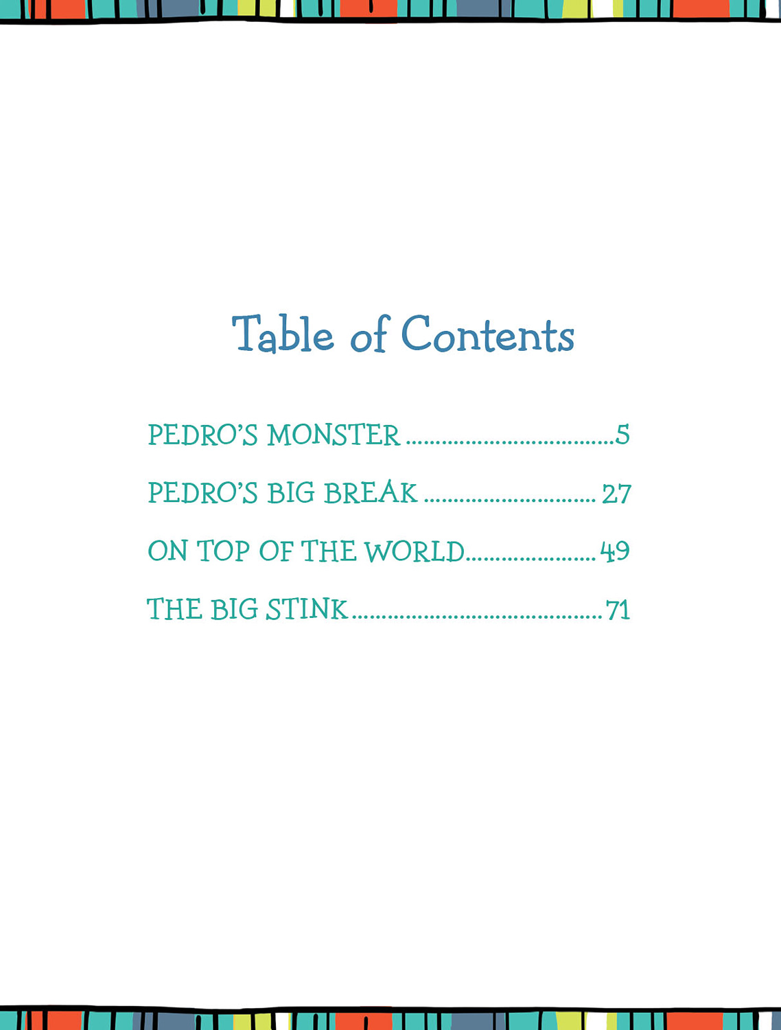 Table Of Contents Example For Kids