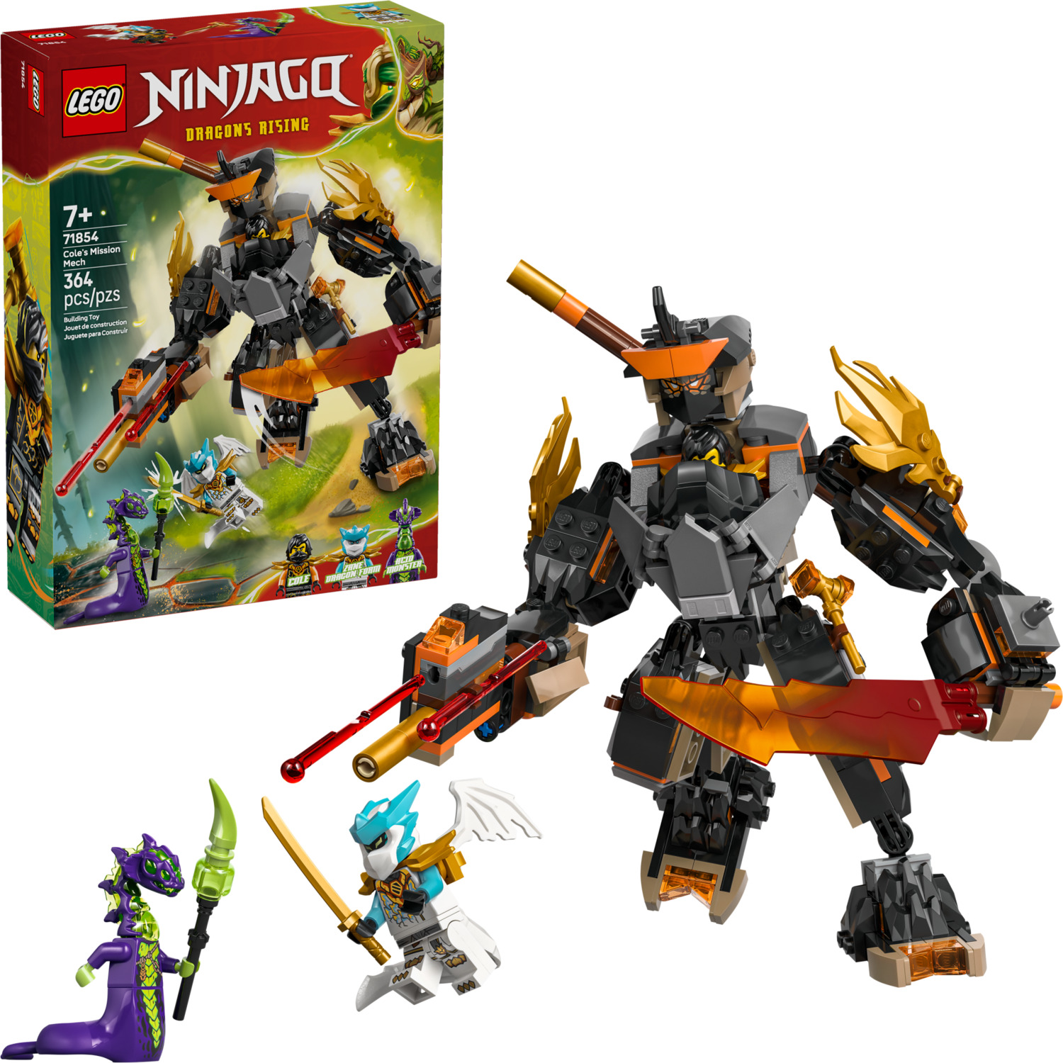 LEGO Ninjago: Cole's Mission Mech & Dragon Zane - Lucky Duck Toys